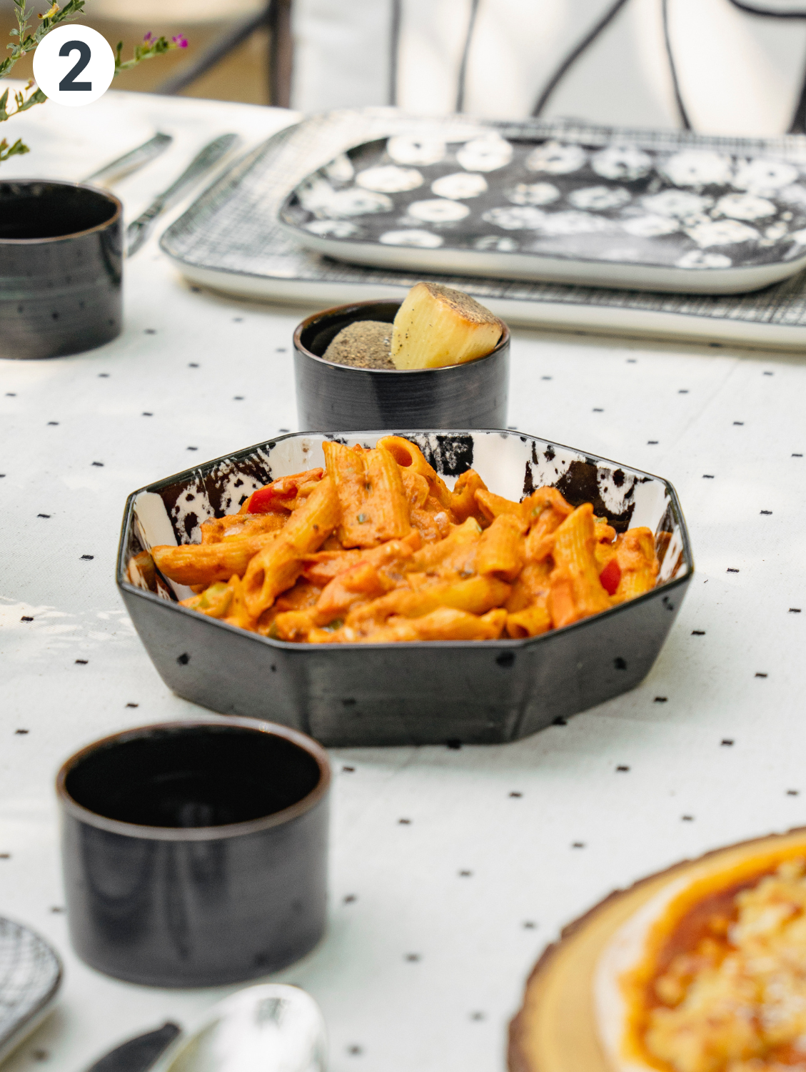 Carbon and Ash Hexagonal Pasta Bowl 8"